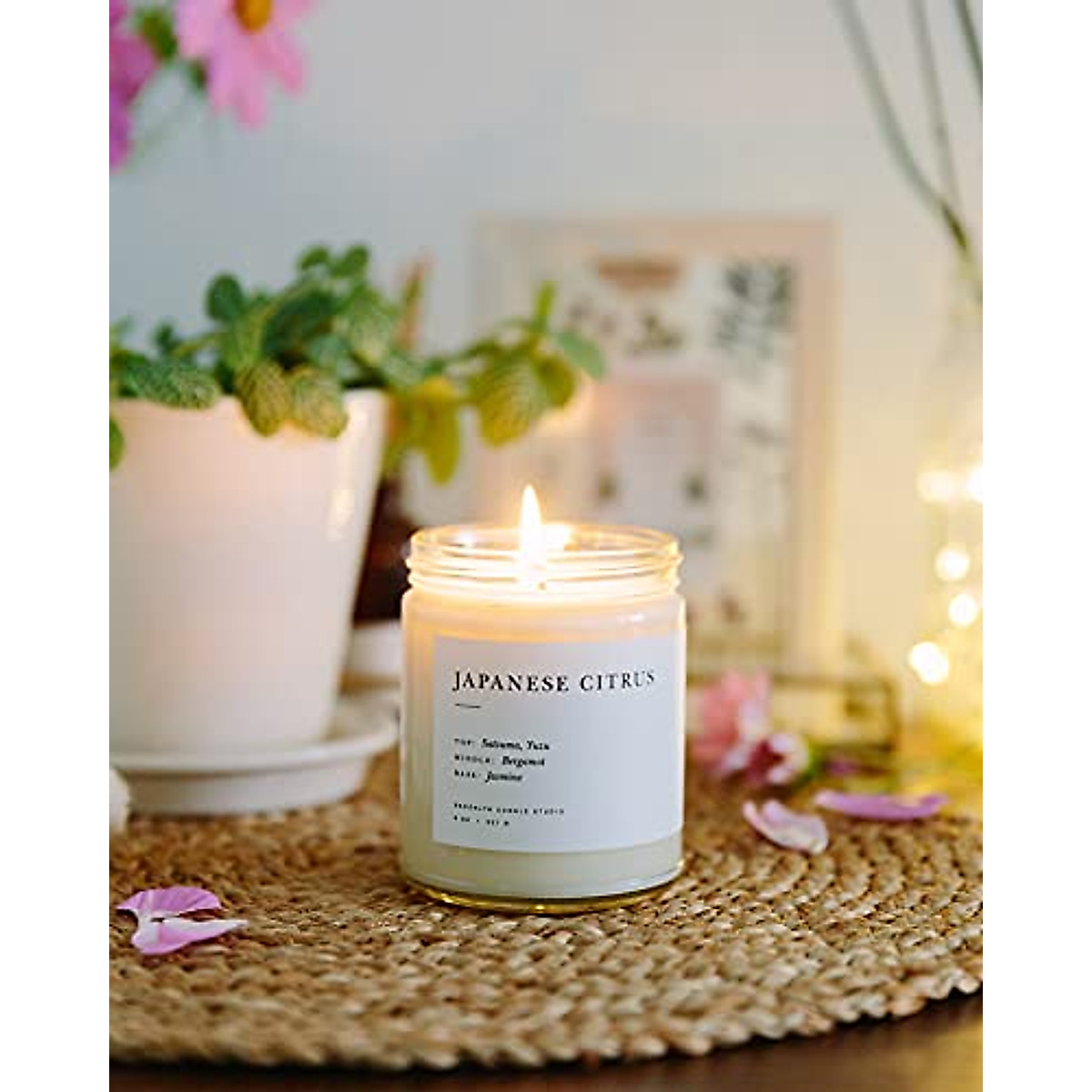 Brooklyn Candle Studio Japanese Citrus Minimalist Candle | Luxury Scented Candle, Vegan Soy Wax, Hand Poured in the USA | 50 Hour Slow Burn Time | 7.5 oz
