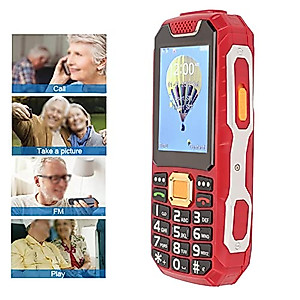 2G Unlocked 2.8in HD Screen Senior Cellphone with Flashlight, Cell Phone, 3D Big Button Big Font Dual Card 1.3 MP Camera Easy to Use 32MB, 64MB Senior Mobile Phone (Red)