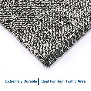 LEEVAN Washable Area Rug 4x6, Hand-Woven Cotton Living Room Rug, Grey/Cream Braided Bedroom Rug, Farmhouse Indoor/Outdoor Floor Carpet for Patio, Nursery, Office, Playroom, Dining Room