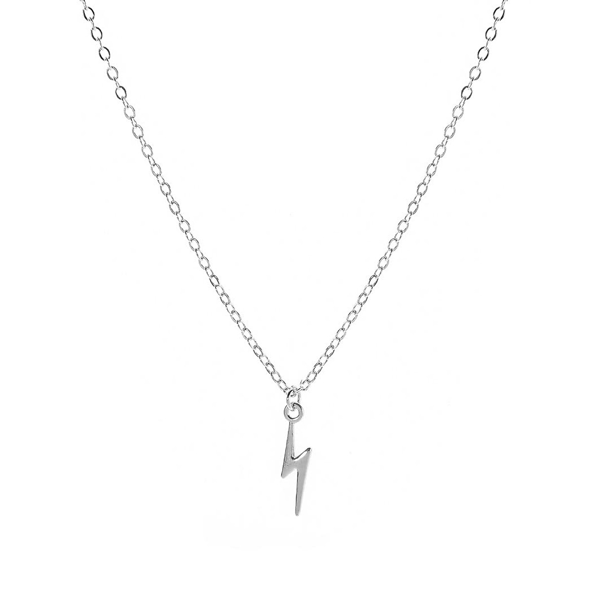 Artmiss Lightning Bolt Pendant Necklace Women Simple Charm Bar Choker Chain Jewelry for Women (Silver)
