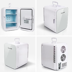 AstroAI Mini Fridge 6 Litre, 8 Can Skincare Fridge, AC/DC Portable Beauty Fridge for Skincare, Cosmetics, Bedroom (Mirror & Light)