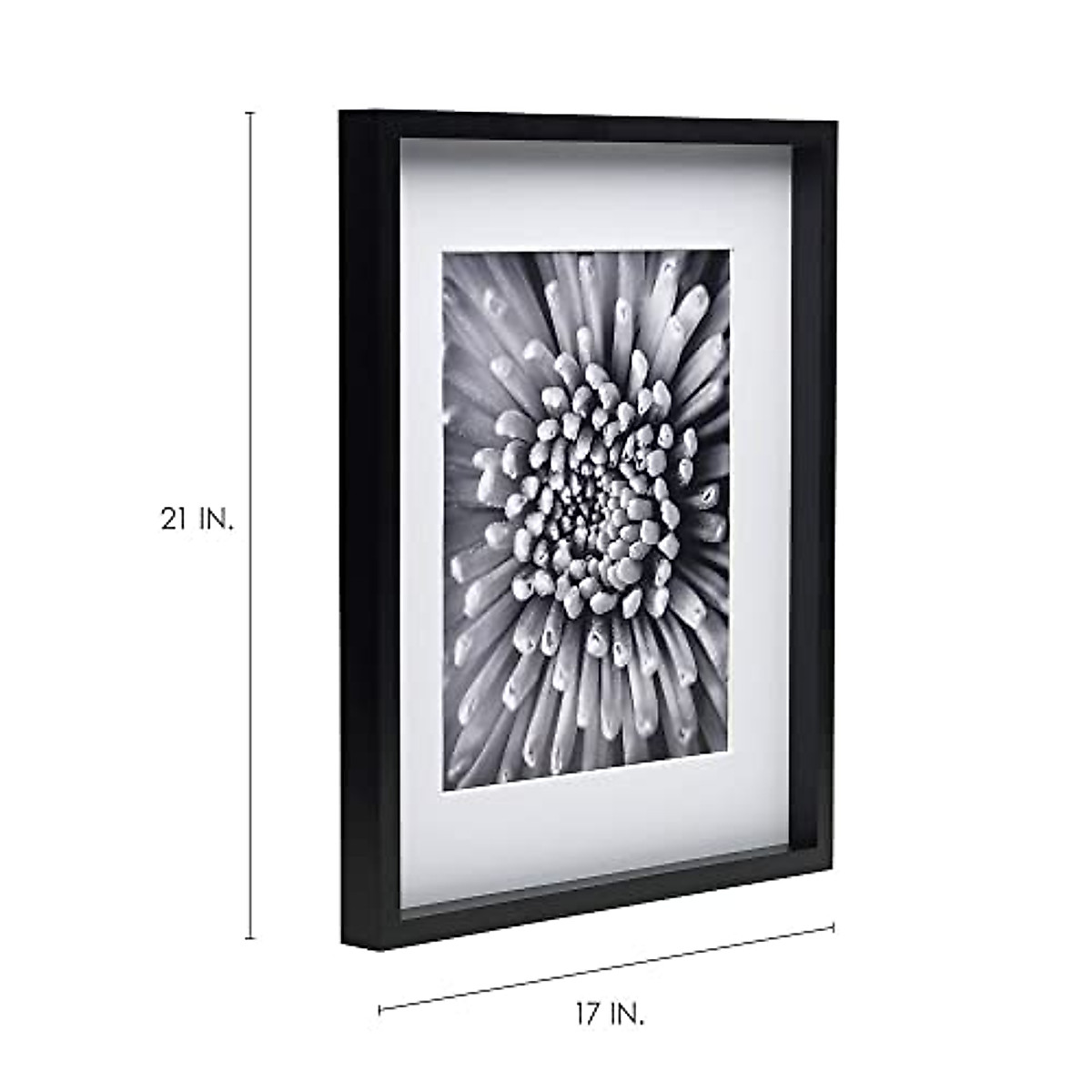Mikasa Gallery Frame-16x20 in. Photo without Mat, 11x14 in. Photo with Mat, 2 mm Beveled Mat, Vertical or Horizontal Display, 17x21 Inch, Black