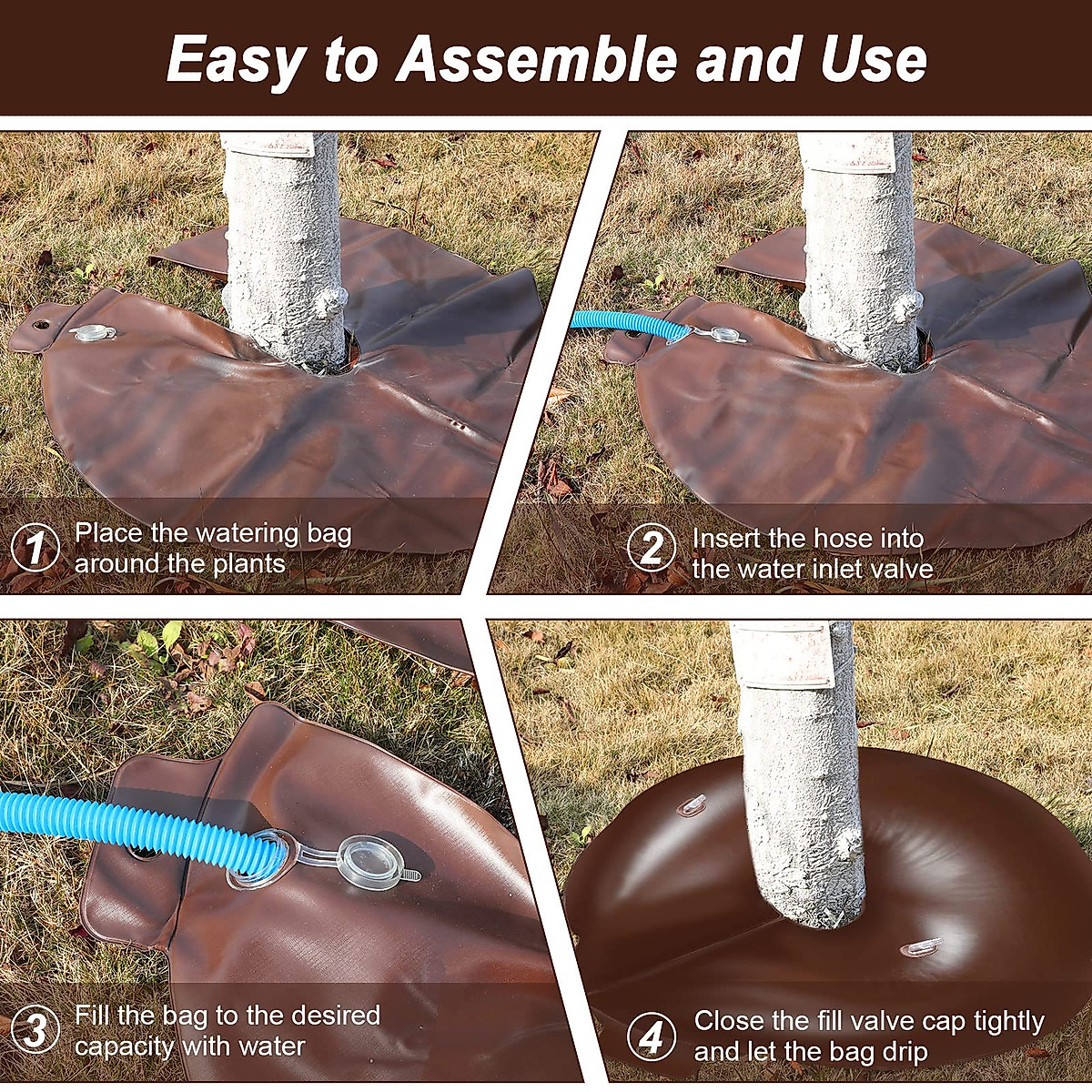 6 Pieces Tree Watering Ring Tree Watering Bag 15 Gallon 20 Gallon PVC Planting Water Bag Slow Release Drip Irrigation Ring Round Reusable Automatic Watering Bag for Trees Shrub Planting