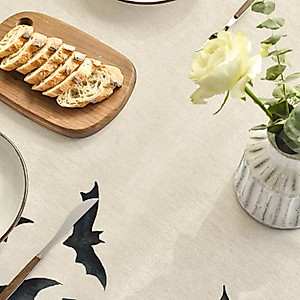 Horaldaily Halloween Tablecloth 60x84 Inch Rectangular, Bats Washable Table Cover for Party Picnic Dinner Decor