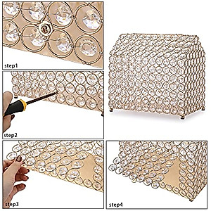 ELLDOO Crystal Wedding Card Box, House Shape Money Card Box Gold Gift for Wedding Receptions, Centerpiece Decor, Anniversary, Keepsake, Gift Display Box