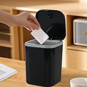 Yesdate Mini Trash Can, Small Trash Can, 0.5 Gallon Mini Wastebasket Container Bin for Desk, Countertop- Black