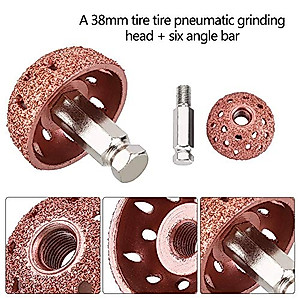 Tire Buffing Wheel, Acouto 38mm 70 Grid Tire Buffer Wheel Abrasiveness Coarse Buffing Wheel with Linking Rod Tire Patching Buffer Tool Tire Repair Patch Tools