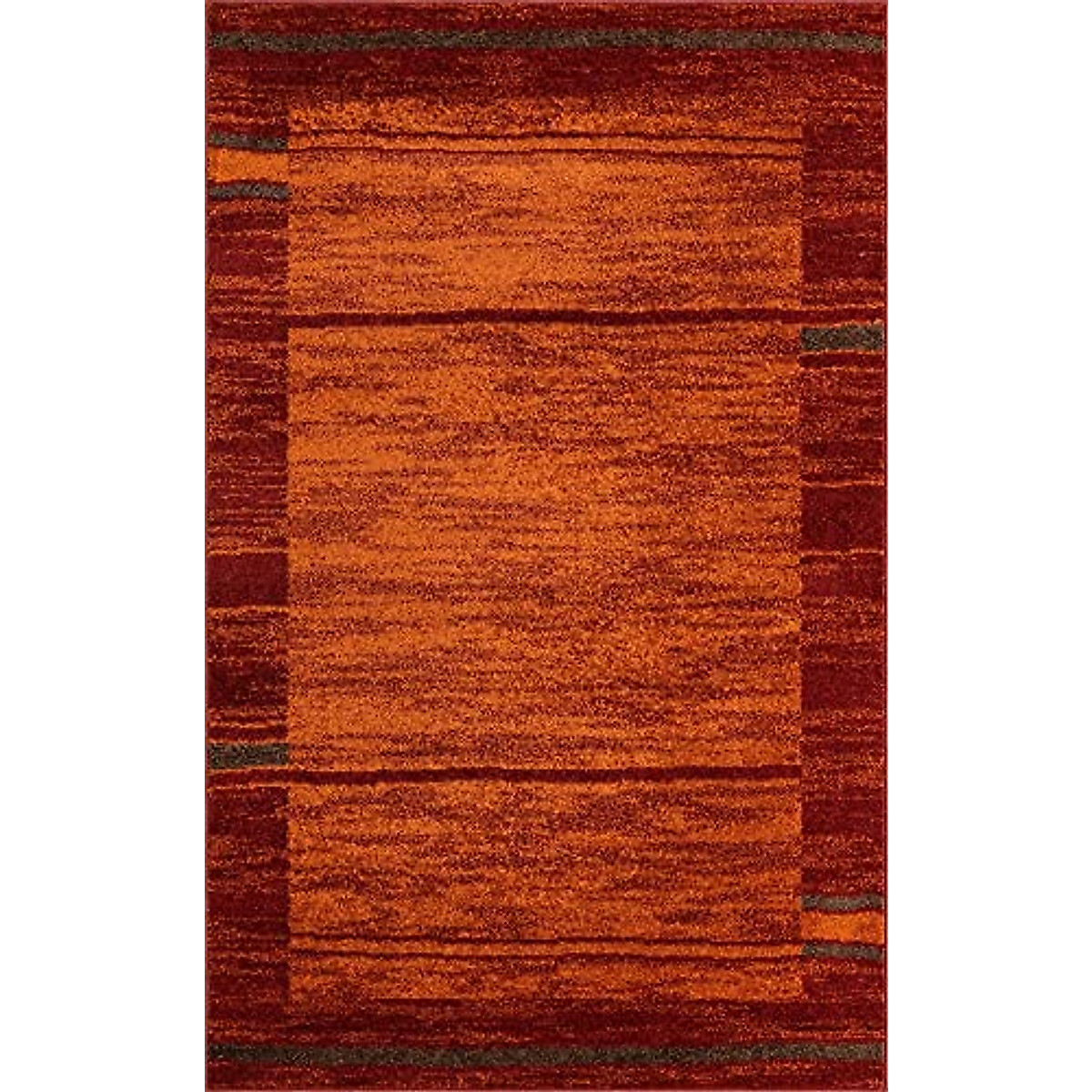 Unique Loom Autumn Collection Modern Contemporary Casual Abstract Area Rug, Rectangular 5' 0 x 8' 0, Terracotta/Burgundy Border