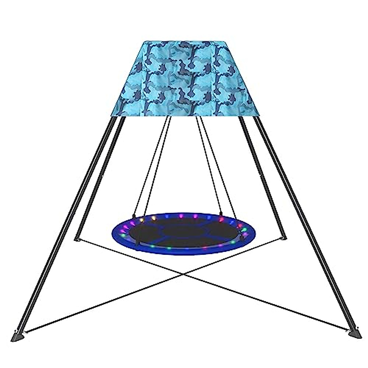 Detachable Hanging Chair Swing Tent Set with LED Strips, Nest Swing Stand for Boys/Girls, Hanging Swing Seat with Tent & Swing for Boys Girls Garden Backyard Playground