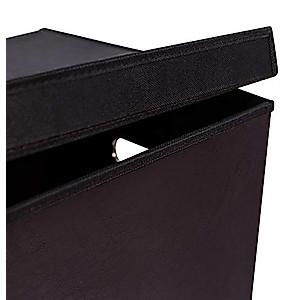 Internet's Best Double Faux Leather Laundry Hamper with Lid - Double Load - Foldable Hamper Basket - Removable Lid - Brown