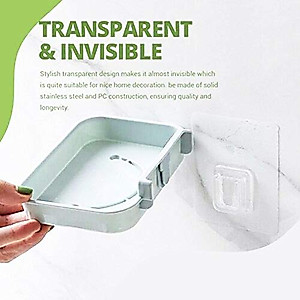 6pcs Adhesive Hooks Heavy Duty Stick on Wall Hooks Water-Proof Rustproof Wall Hooks Adhesive Holders for Hanging Socket, Trash Cans, Toilet Brushes, Flower Pots, Pictures, Photo Frames Clear