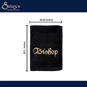 Embroidered Hand Towels - 'Bishop' - Gifts For Pastor, Clergy, & Ministers - Pastor Towel - Cotton Towel - Black With Gold Lettering
