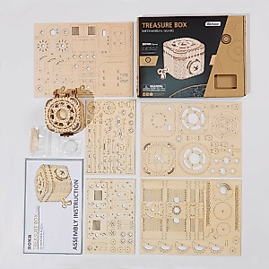 ROKR 3D Wooden Puzzle Mechanical Treasure Box Model DIY Brain Teaser Projects for Adult Kid Age 14+