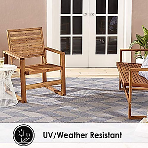 Nicole Miller New York Patio Country Calla Contemporary Herringbone Indoor/Outdoor Area Rug, Blue/Grey, 6'6"x9'2"