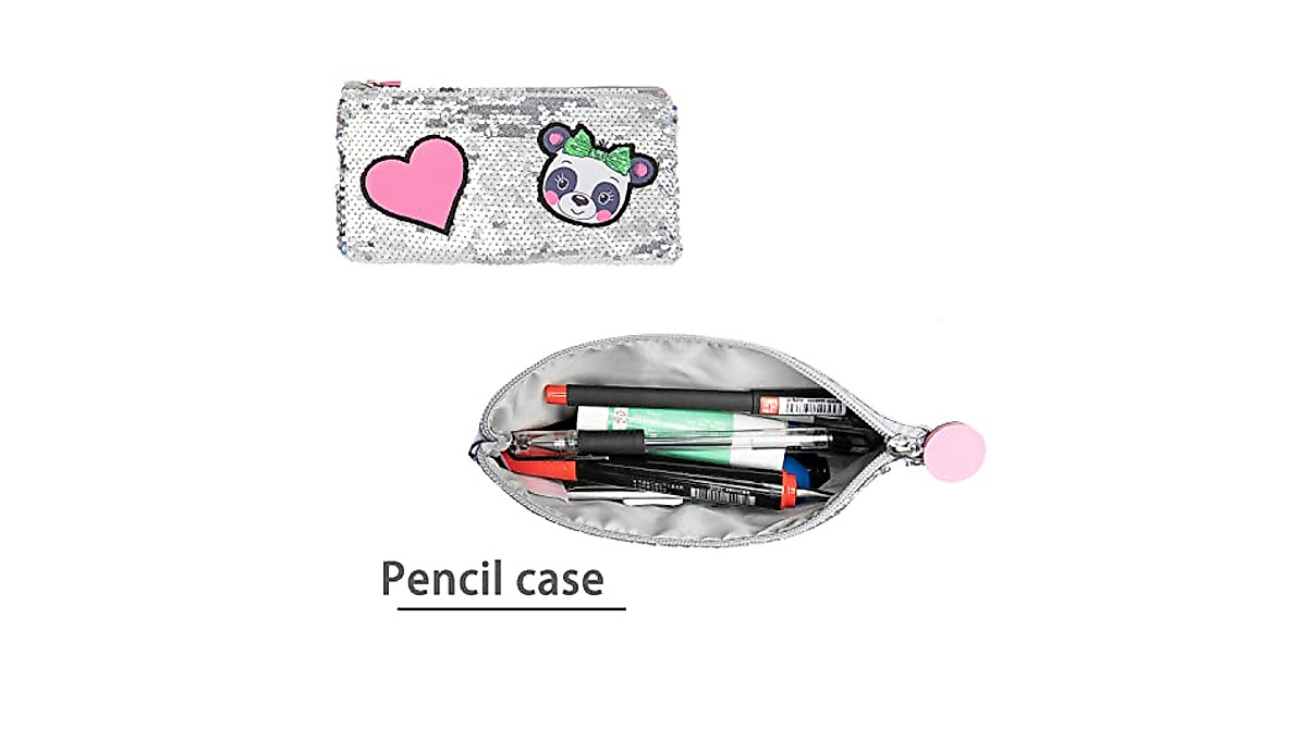 JSMNIAI Girls Sequin Panda Backpack with Lunch Box