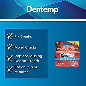 Dentemp Repair Kit - Repair-It Advanced Formula Denture Repair Kit (Pack of 2) - Denture Repair Kit Repairs Broken Dentures - Denture Repair to Mend Cracks & Replace Loose Teeth