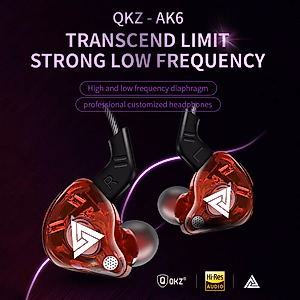 OCUhome Earbuds, Earbud Headphones with Microphone, QKZ AK6 Universal 3.5mm Sports in-Ear HiFi Sound Earphones for Phones Tablet Red