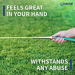 Underhill 6-Inch Garden Water Hose Nozzle, Sprayer, Jet, 7 GPM 80 PSI, 3/4-Inch Thread Inlet, High Pressure Attachment, Heavy-Duty Brass, Adjustable, PowerBlast Super Sweeper, SN6-75