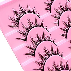 Ahrikiss Manga Lashes Natural Look Wispy Anime Lashes Soft Fake Eyelashes Lightweight False Eyelashes Faux Mink Lashes Look Like Individual Lashes 8 Pairs Eye Lashes Pack | 009