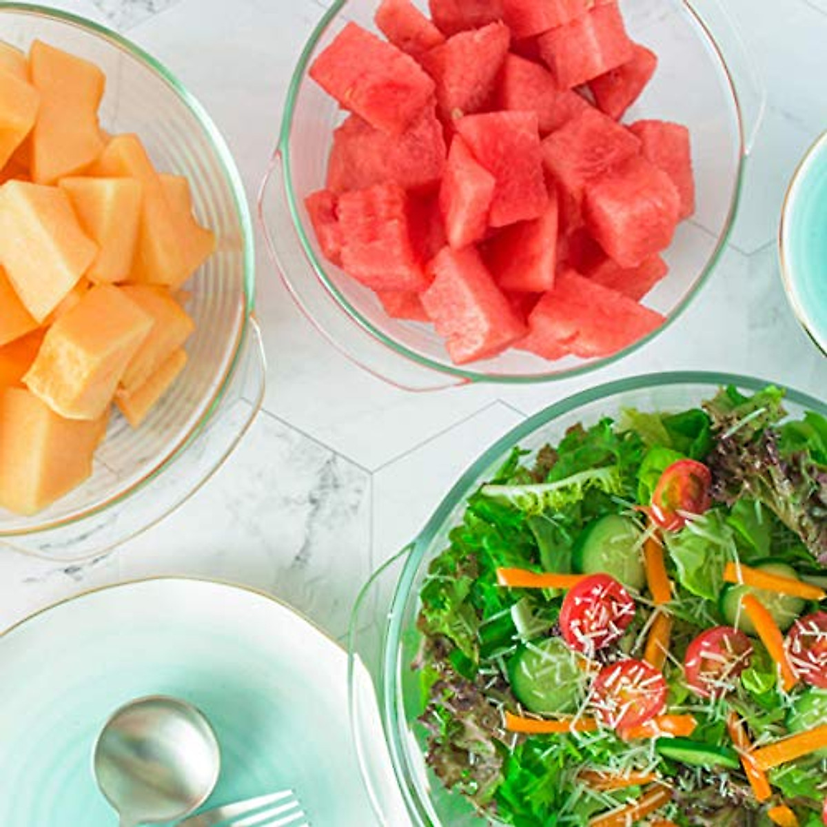 Moss & Stone Basics 6-Piece Glass Casserole With Covered, Borosilicate Glass Durable Bakeware Set, Glass Bowls Bakeware Dish Oven Safe & Microwave Safe, 3 Round Casserole Dish With Lid