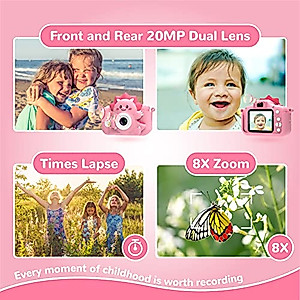 Kids Camera for Girls and Boys, HiMont Digital Camera for Kids with 32GB TF Card, 1080P Toddler Camera & Selfie Video Camera Suitable for Birthday & Christmas Toy Gift for Kids Age 3-10 (Pink)