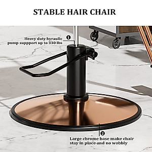 OmySalon Salon Chair for Hair Stylist Heavy Duty, Barber Chair 360 Degree Swivel, Hydraulic Styling Chair Black & Rose Gold, Beauty Spa Hairdressing Tattoo Equipment