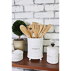 Mud Pie Circa Utensil Ceramic Holder, 6.5"x5" dia, Utensils