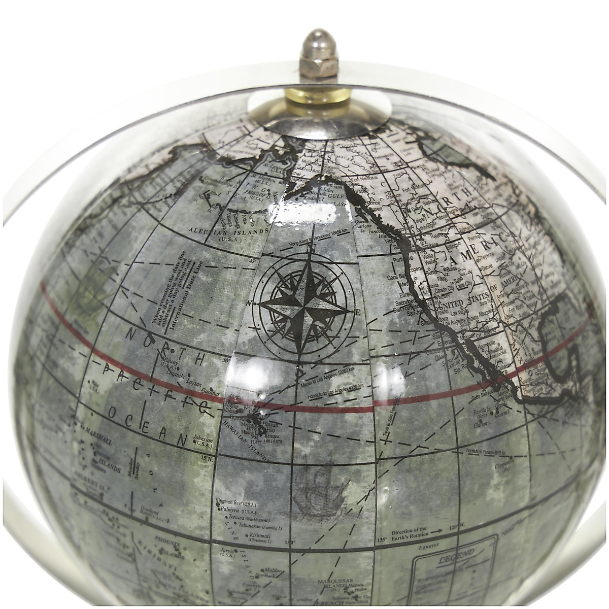 Deco 79 43487 Stainless Steel and PVC Decorative Globe, 8"L x 5"W x 10"H, Silver