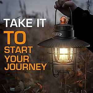 EverBrite LED Camping Lantern Pack of 2, USB C Rechargeable Lantern with 3 Light Modes, Vintage Outdoor Lanterns with Power Bank Function for Power Outages, Hurricane, Emergency, Fishing