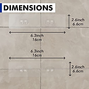 New England Stories 4 Packs Strong Wall Adhesives Waterproof Sticky Nail Free Transparent Adhesive Pad No-trace Adhesives Hook Strip for Shower Caddy, Bathroom Storage Shelves, Kitchen Racks