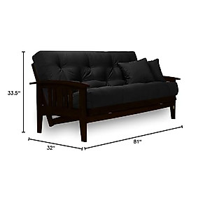 Nirvana Futons Westfield Espresso Finish (Warm Black) Full or Queen Size Futon Set, Mission Style Wood Futon Frame with Mattress Included (Twill Black)