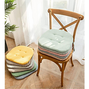 Happiness Decoration Polyester & Cotton Dining Chair Pads with Ties Set of 4 All Seasons Living Room, Office, Kitchen Chair Seat Cushions (Pink), 17.7''Lx16.5''W