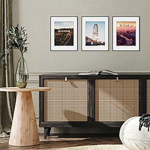 Americanflat Front Loading 11x14 Picture Frame with Shatter-Resistant Glass - Set of 3 - Use as 8x10 Frame with Mat - Metropolitan Collection - Photo Frame for Wall Display - Black