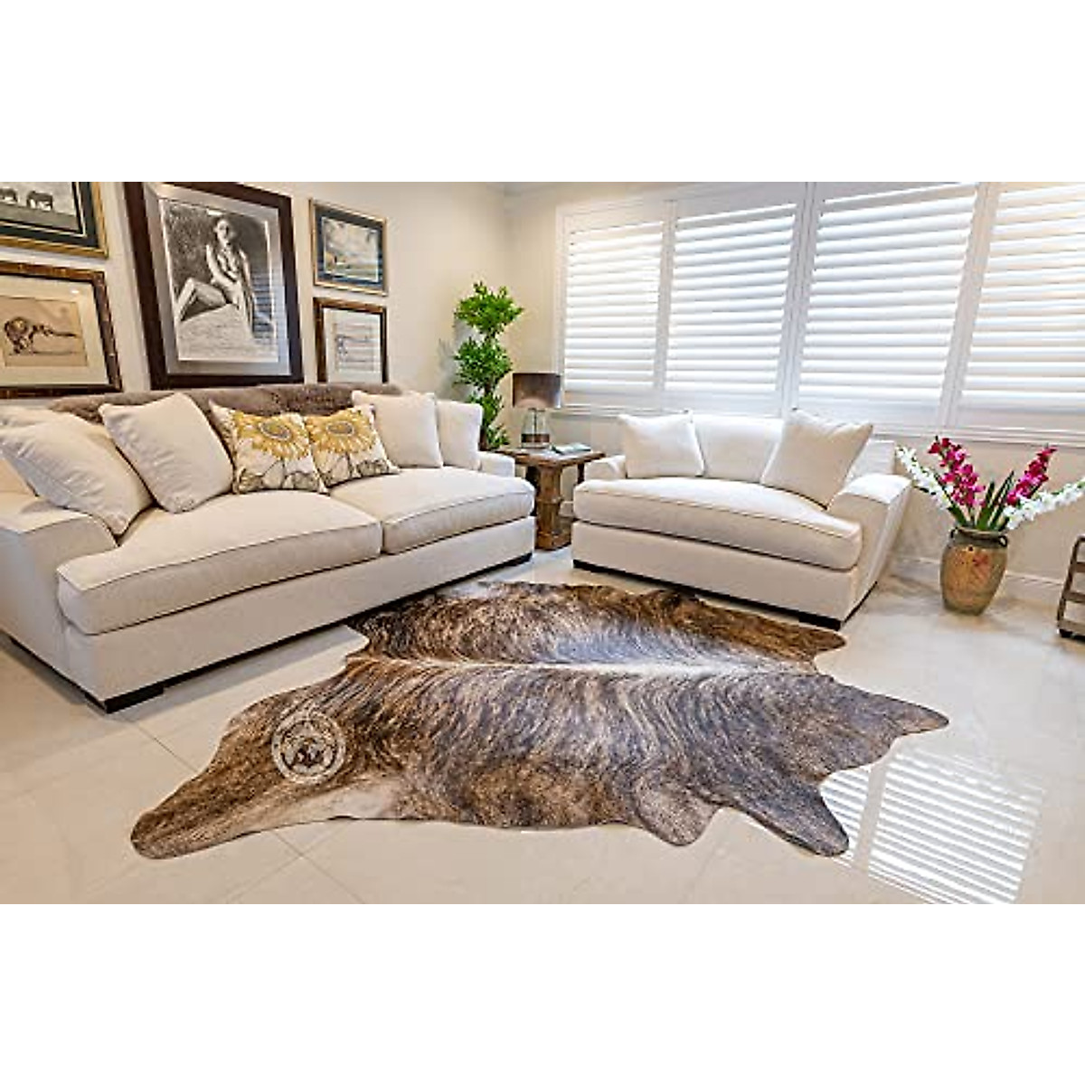 Genuine Brindle Cowhide Rug Large Size 6 x 7-8 ft. 180 x 240 cm