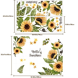 Sunflower Wall Stickers 3D Yellow Flower Wall Decals, Peel and Stick Removable Wall Art Decor, DIY Mural Wall Art Decor for Kids Room Nursery Classroom Living Room Bedroom Home Decoration