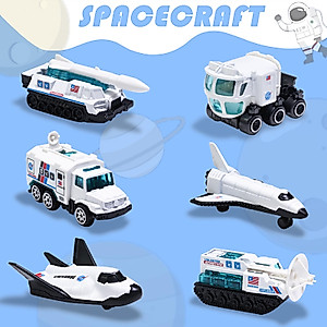 Oriate Diecast 6PCS Explore Space Spaceship Gift Set, Rocket, Spaceship, Space Probe, Mobile Lab Mini Space Fleet Toys for Boys Girls 3 Years Old and Up Creative Gifts