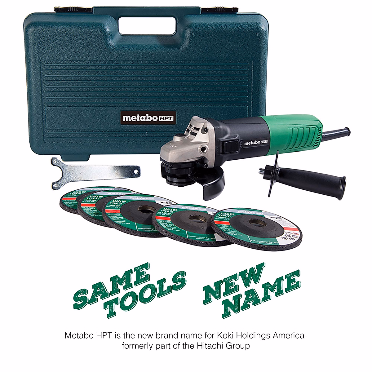 Metabo HPT Angle Grinder 4-1/2-Inch Includes 5 Grinding Wheels & Hard Case 6.2-Amp Motor Compact & Lightweight G12SR4