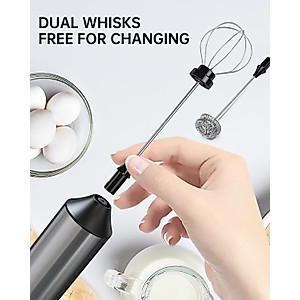 CIRCLE JOY Powerful Milk Frother Handheld with 3-Speed, Coffee Frother Wand Rechargeable Mini Drink Mixer with 2 Stainless Steel Whisk for Matcha, Hot Chocolate, Cappuccino,& Egg Mini Frother