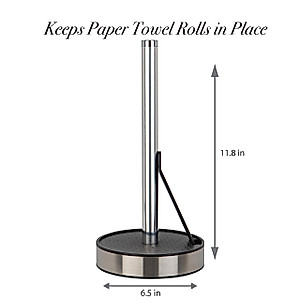 Kitchen Details Easy Tear Deluxe Paper Towel Holder Dispenser with Suspension Arm, Free Standing, Counter Top, Holds 1 Jumbo Roll, Black