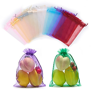 Volanic 100PCS 6X9 Inch Sheer Drawstring Organza Gift Bag Jewelry Pouch Party Wedding Favor Candy Bags Christmas 20 Color Mix