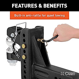 CURT 45908 Adjustable Pintle Hitch Combination, 2-1/2-Inch Receiver, 6-Inch Drop, 2-5/16-Inch Ball, 20,000 lbs, CARBIDE BLACK POWDER COAT