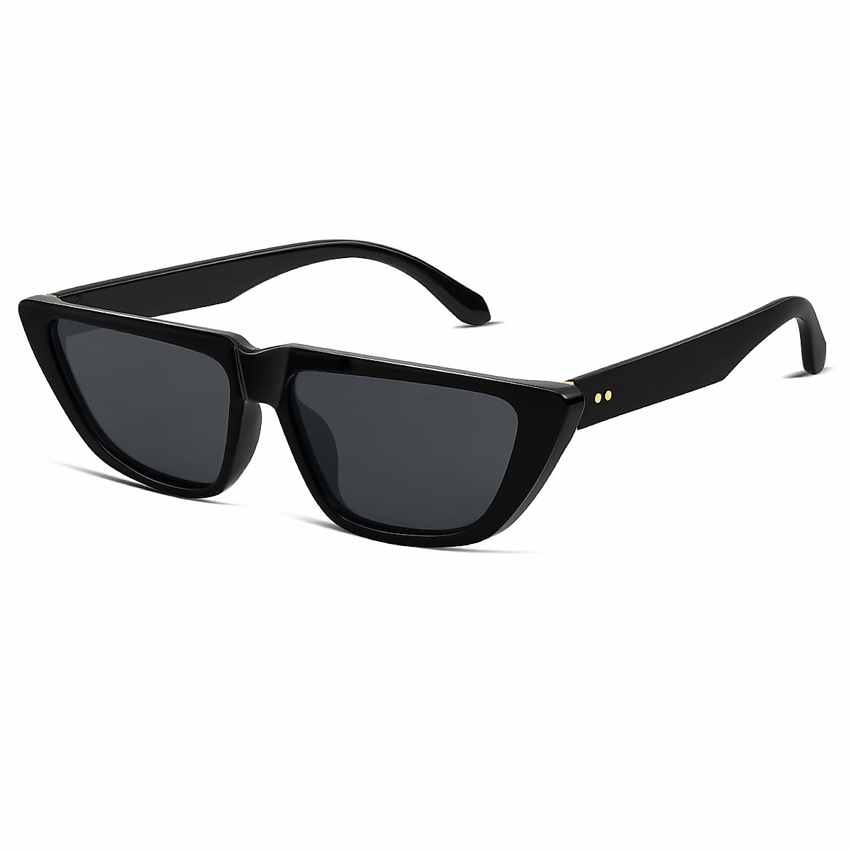 VANLINKER Trendy Polarized Cat Eye Sunglasses for Women Men Retro Square Shade Slim Frame VL9790 Black