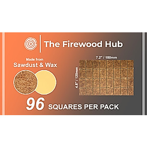 Fire Starter Cubes - 96 Pack | Long Burning Fire Starters for Campfires | Charcoal Starter Made from Wood Fibre and Wax | Up to 10 Minutes Burn Time