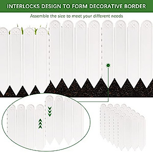 EEOCWF 10PCS White Garden Edging Borders, 8.66"X10.6" Plastic Garden Landscape Edging, 7.2ft Interlocking Decorative Garden Fences Edging, Lawn Edge Flower Bed Border for DIY Patio Walkways Yard