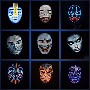 Led Mask With Programmable,Costume Bluetooth Face Mask, Light Up Scream Halloween Cosplay Masquerade For Adults(Rechargeable)