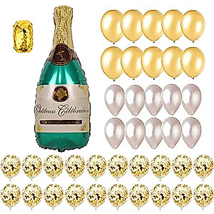 Champagne Bottle Balloons Kit, Champagne Balloon Garland Arch Kit and Golden Silver Balloon,Engagement Party Decorations Wedding Birthday Bachelorette Bridal Shower Party Decorations…