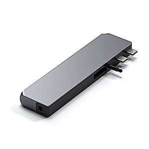 Satechi USB C Hub Multiport Adapter Pro Hub Max - USB4, USB-A Data, USB-C Data, Gigabit Ethernet, SD/Micro SD Port and Audio Jack - for M2/ M1 MacBook Pro/Air (Space Gray)