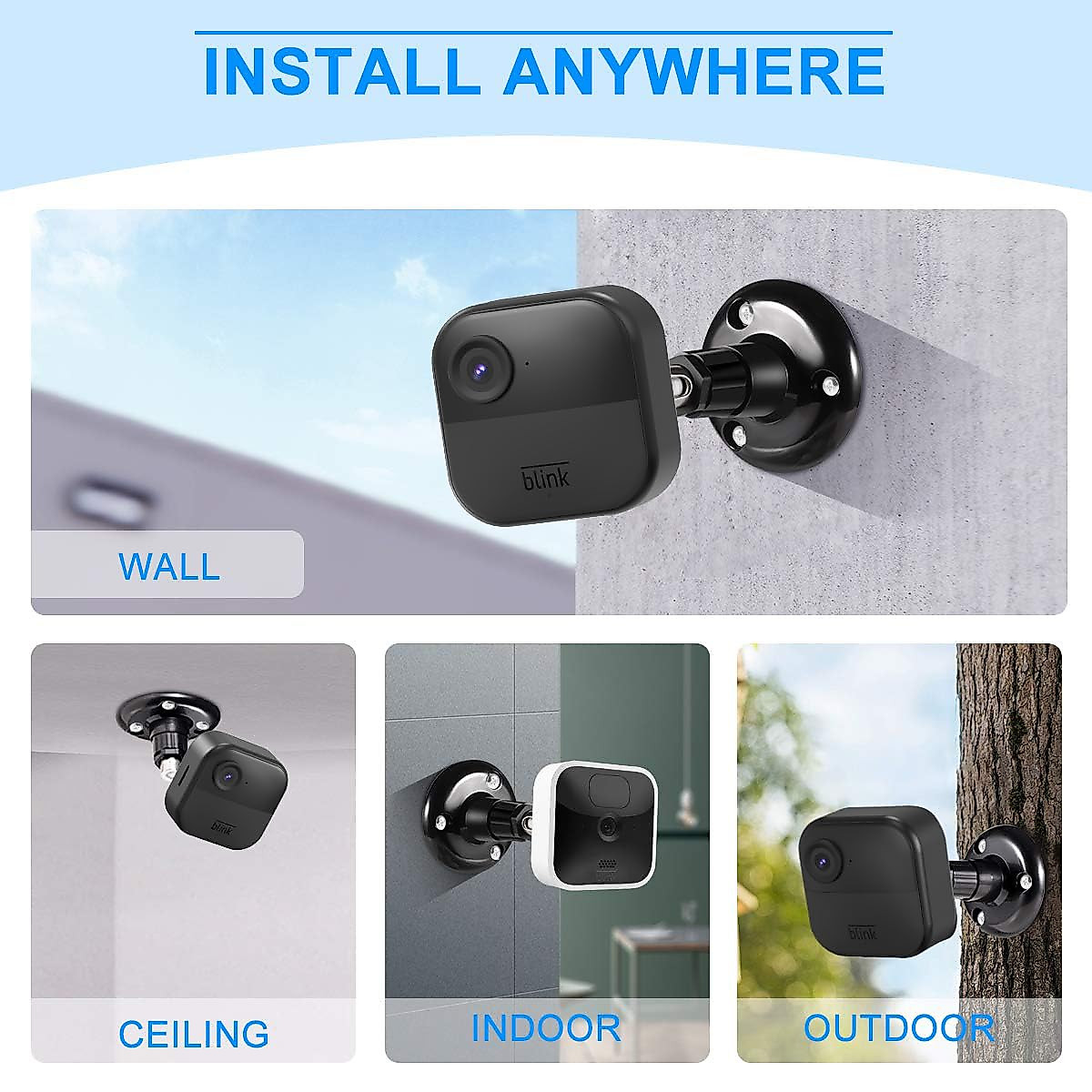 3rd & 4th Gen Blink Outdoor Camera Mounts, Aotnex All-New 360 Degree Adjustable Cover Surveillance Wall Mounts for Blink Outdoor Indoor Home Security Camera System (3 PCS, Black)