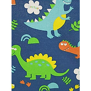 ACMUUNI REC Canvas Clothes Basket Laundry Hamper with Handles Waterproof Cotton Storage Organizer Perfect for Kids Boys Girls Toys Nursery Gift Basket (REC blue dinosaur)