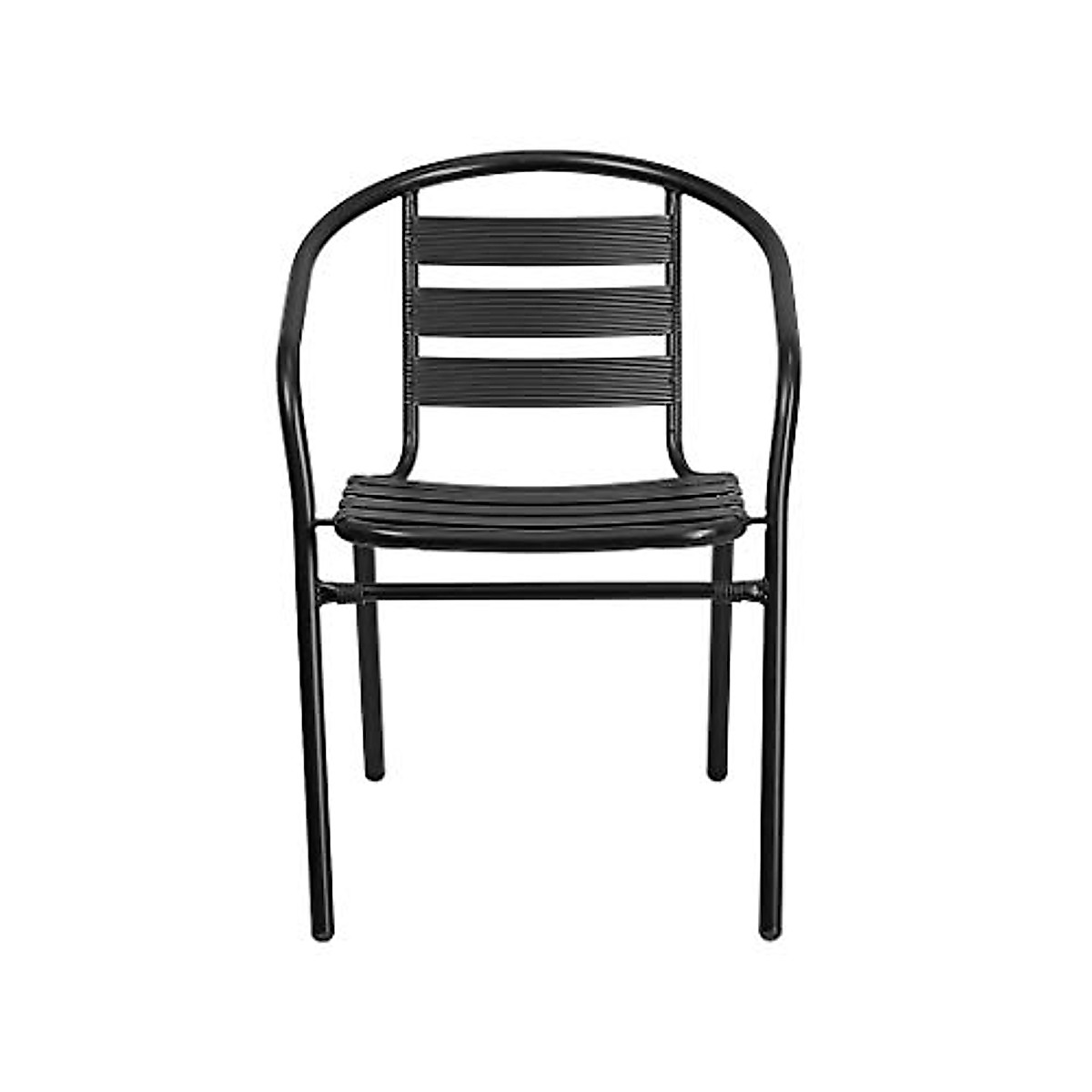 Flash Furniture Lila 4 Pack Black Metal Restaurant Stack Chair with Aluminum Slats